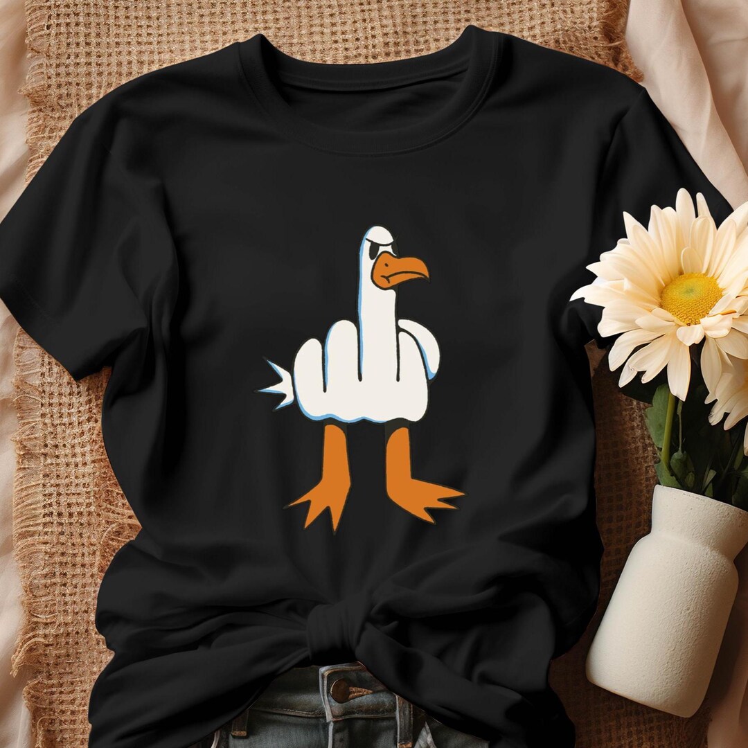 Funny T-shirt, Middle Finger Seagull Shirt, Rude Seagull T-shirt ...