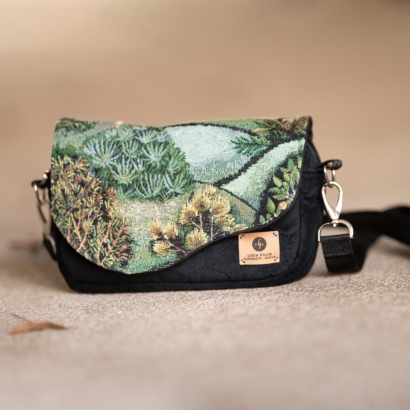Handmade Small Messenger Bag With Tapestry Flap, Nature-inspired ...