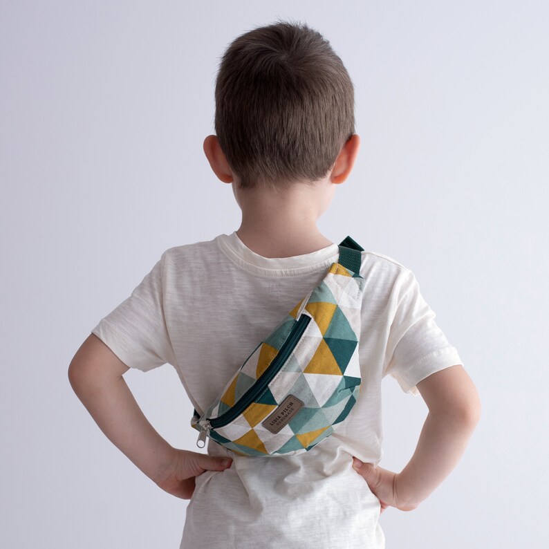 Cute Belt Bag Yellow Green Triangles, Toddler Travel Pouch, Junior ...
