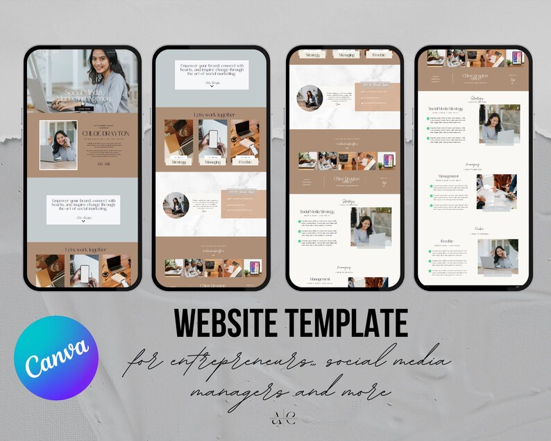 Customizable Canva Website Template, Perfect for Entrepreneurs & Social ...