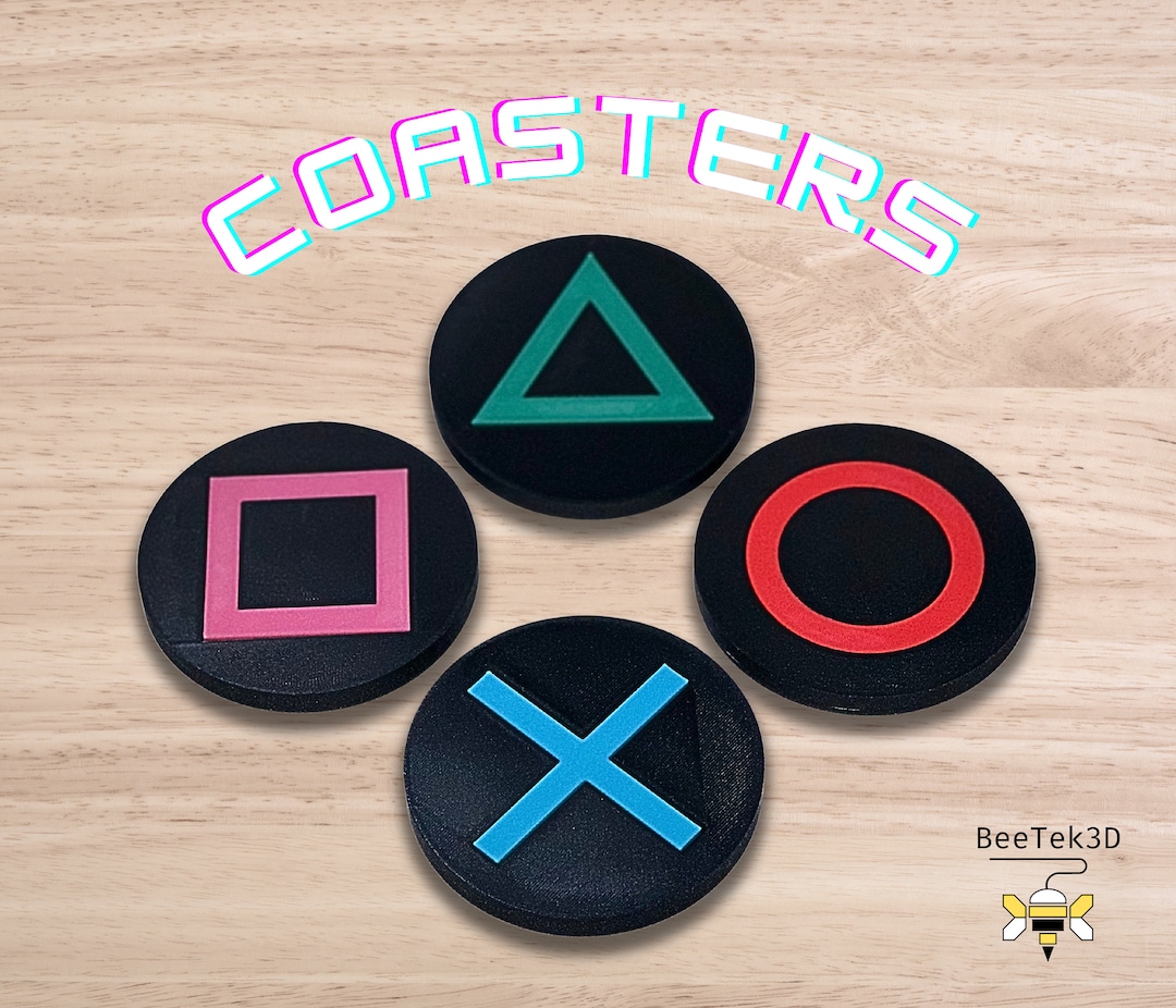 Fun Gift for Gamers - Playstation Button Coasters - Video Game Inspired ...