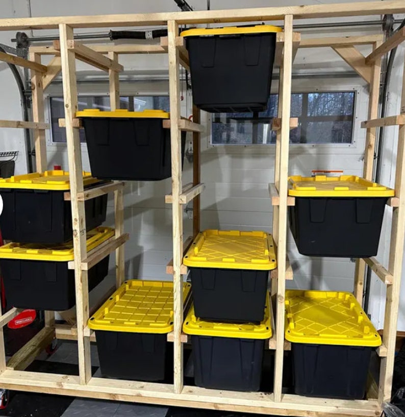 27 Gallon Tote Rack Plans, Tote Garage Storage Shelves, Organization ...