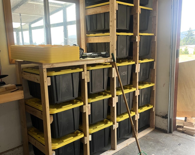 Ultimate 27-gallon Tote Storage Rack Plans | Garage Shelves Plans (4x5 ...