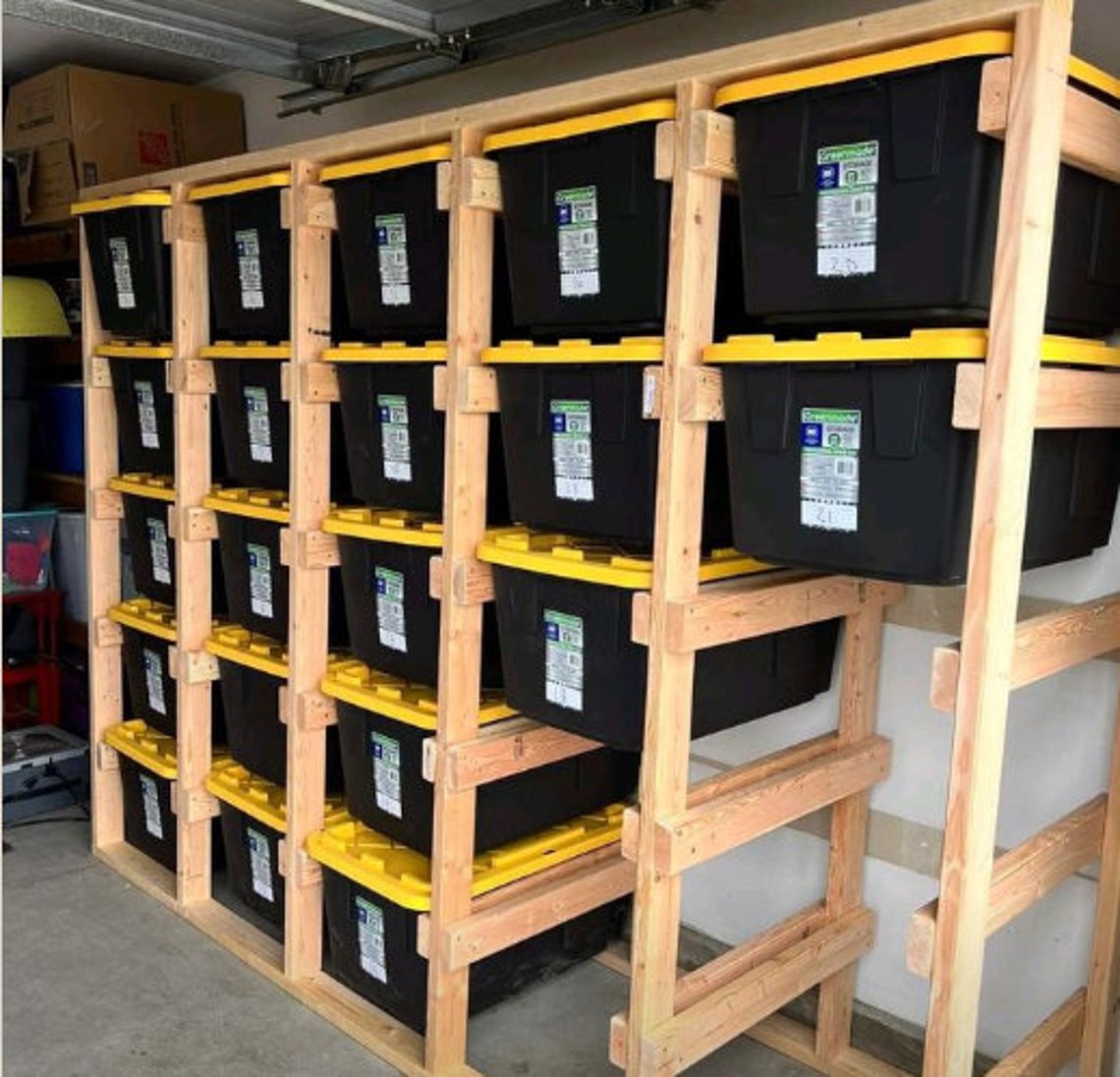 Storage Tote Rack Plans, DIY Bin Storage, Garage Organizer Storage, DIY ...