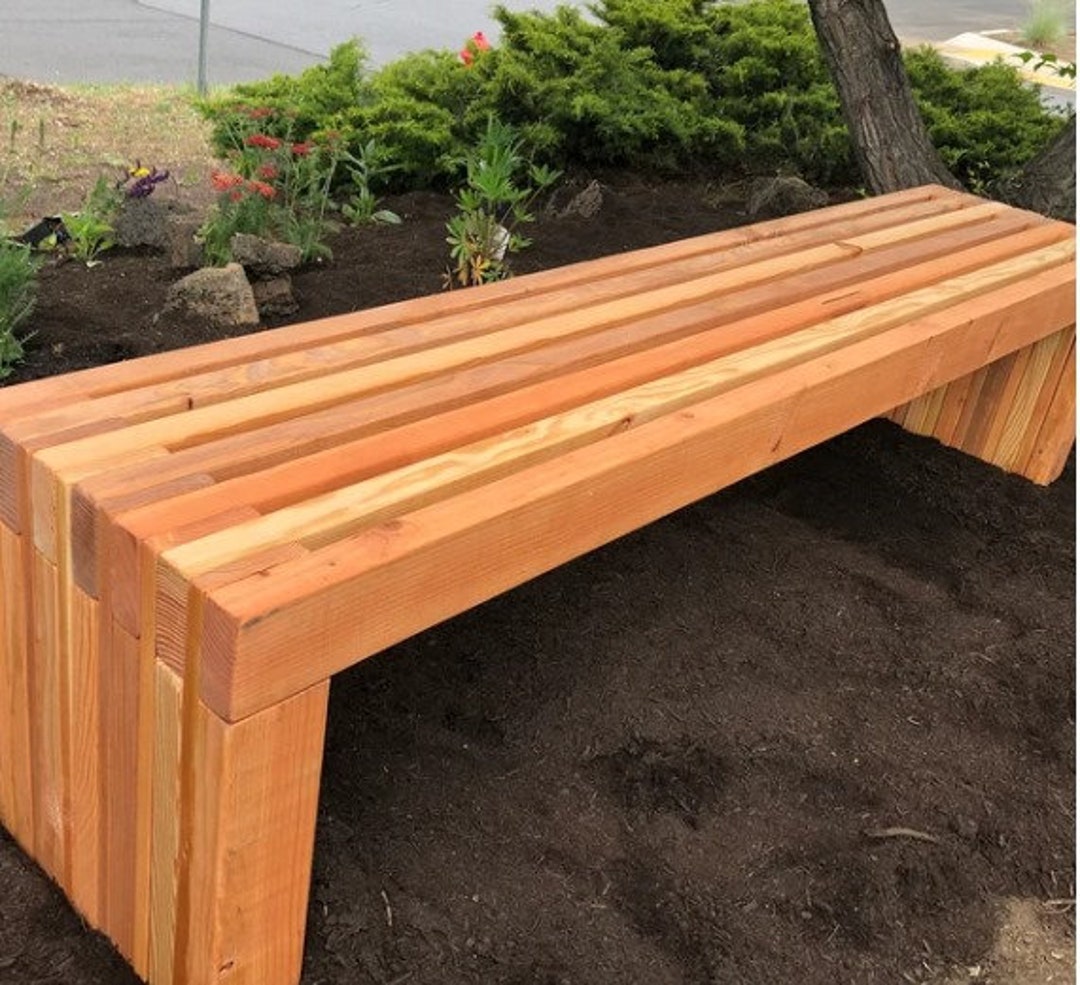 Simple Bench Plans, Modern Slatted Bench, Outdoor Wood Bench, Garden ...