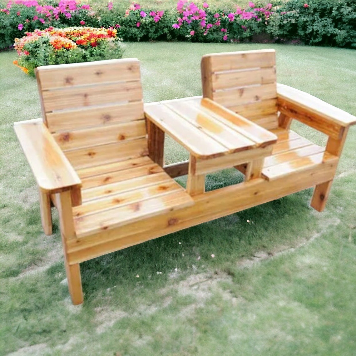 Double Bench With Table Plans, Wood Chair Plans, DIY Woodworking Plans ...