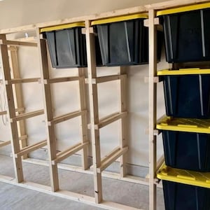 27 Gallon Tote Storage Rack Plans: DIY Garage Bin Shelves (PDF Download ...