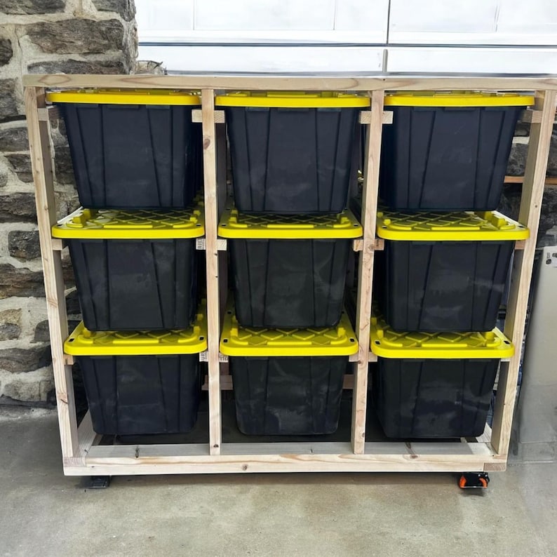 DIY Tote Rack | 27 Gallon Tote Storage Rack Plans | Wheelie Tote ...