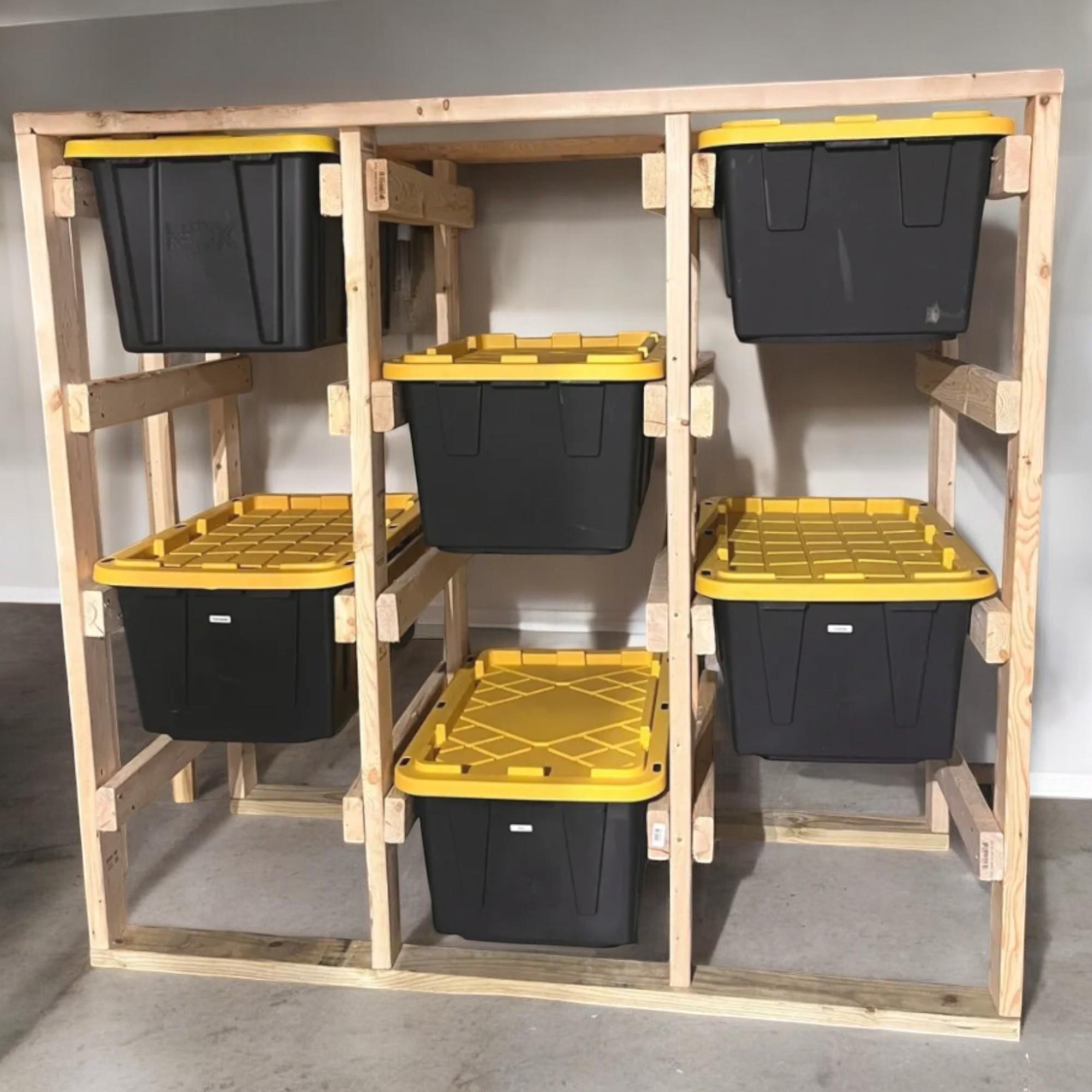 27 Gallon Tote Rack Build Plans | Heavy-duty Garage Bin Storage | Space ...