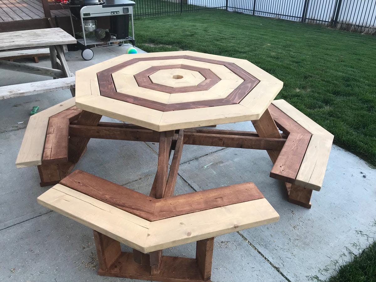 Octagon Picnic Table Plans, Outdoor Table Plans, Garden Table Plans ...