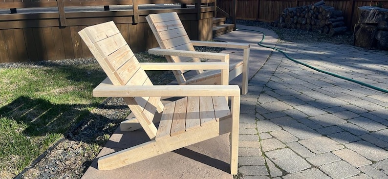 Adirondack Chair Plan: Modern 2x4 Wood Patio Furniture (PDF Download ...