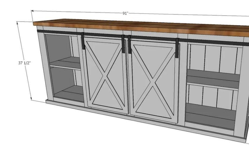 Barn Door Console, TV Console Plans, TV Stand Plans, Entry Table Plans ...