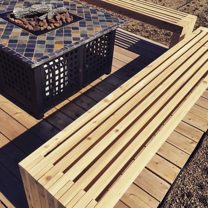 Patio Bench Plans, DIY Slatted Bench Plans, Porch Bench Plans, Garden ...