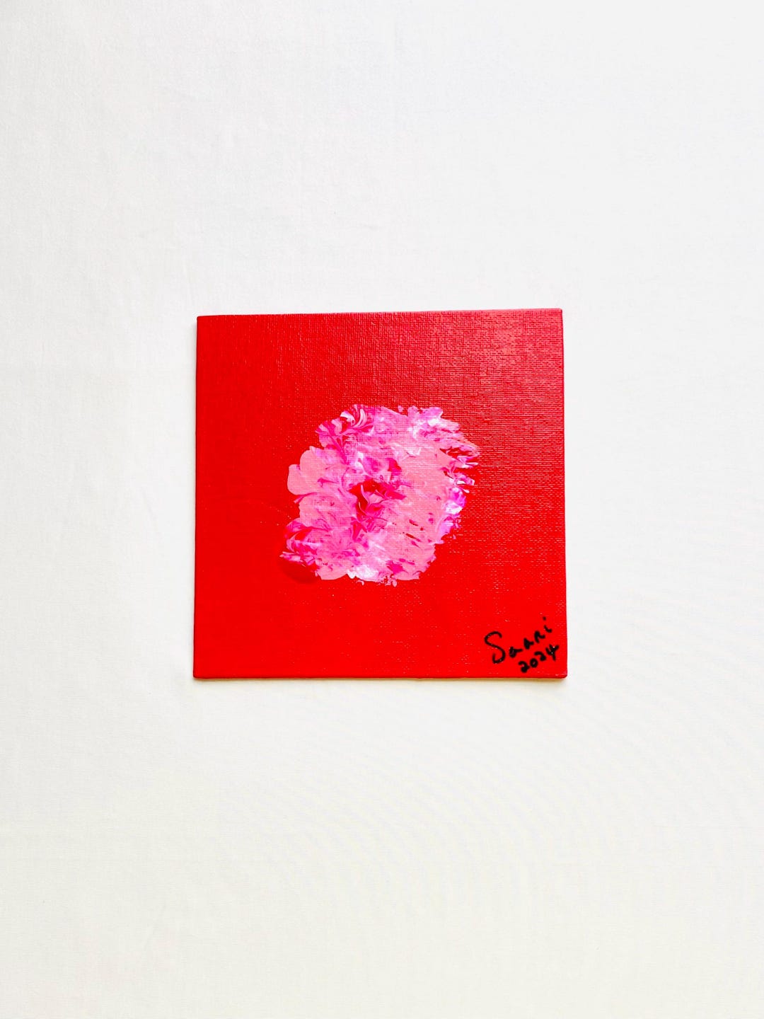 Small Red Acrylic Abstract Painting. - Etsy