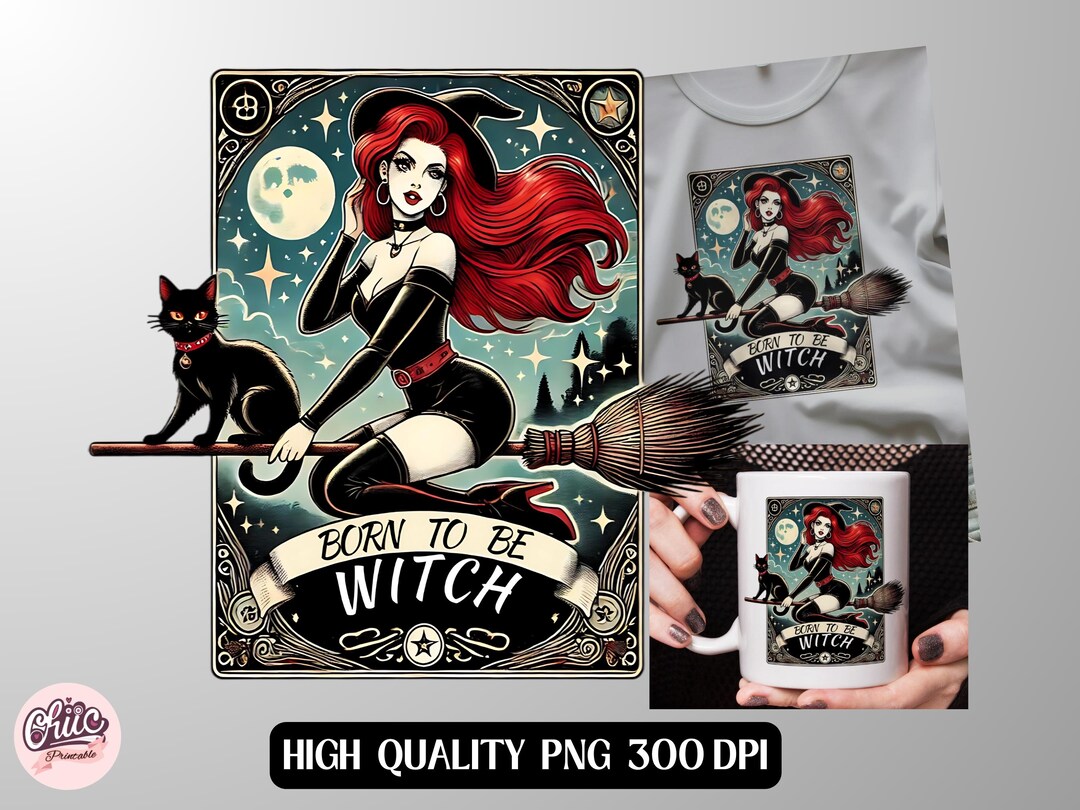 Born to Be Witch Tarot Card Sublimation PNG | Charming Witch Tarot ...