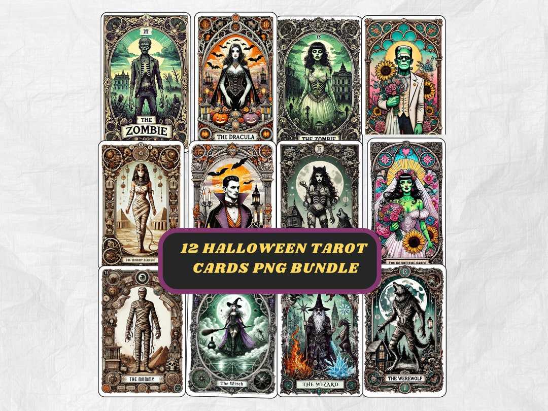 Halloween Tarot Card PNG Bundle Witch Tarot Sublimation Designs Spooky ...