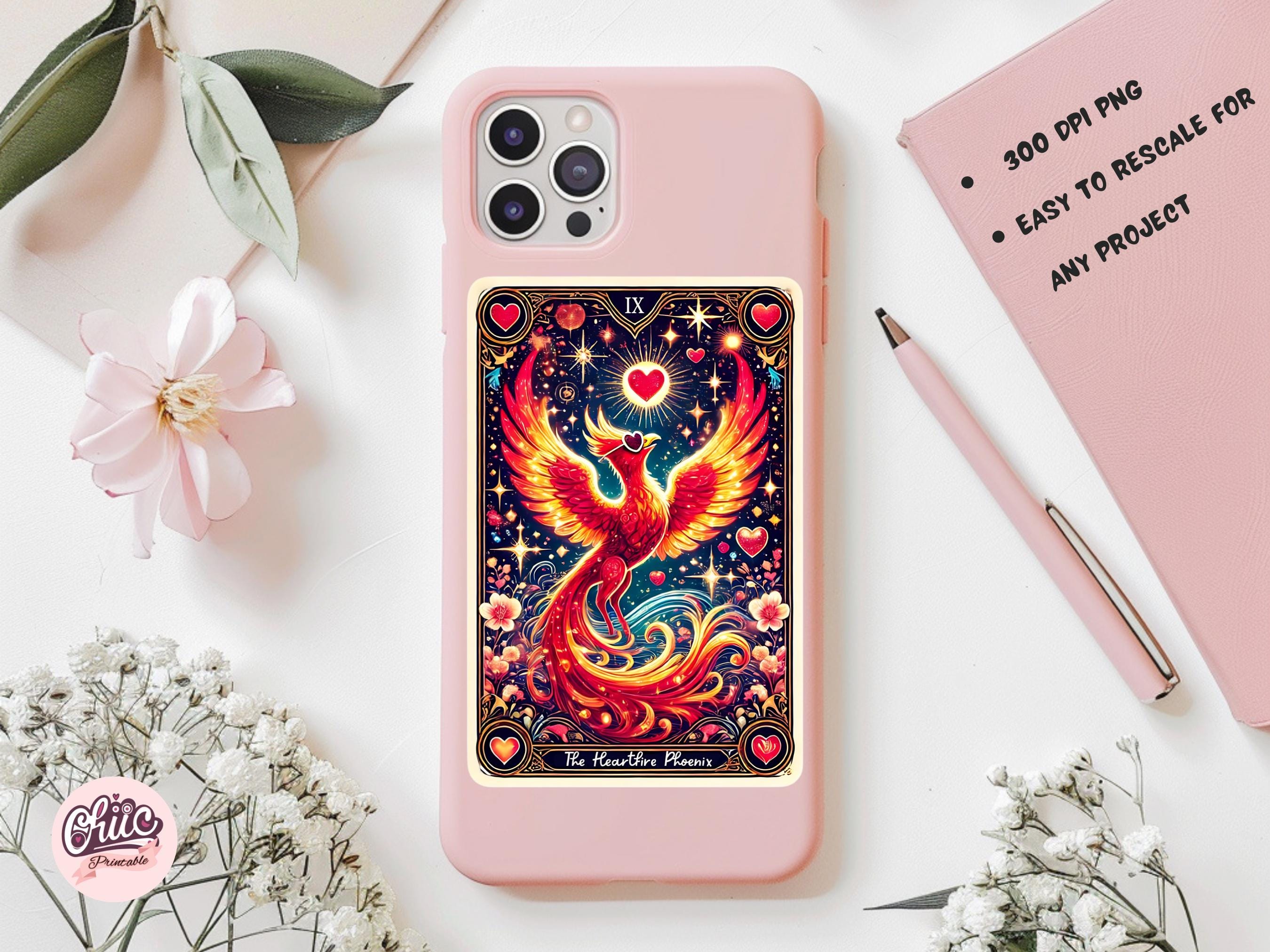 The Heartfire Phoenix Tarot Card PNG | Cute Love Tarot Digital Download ...