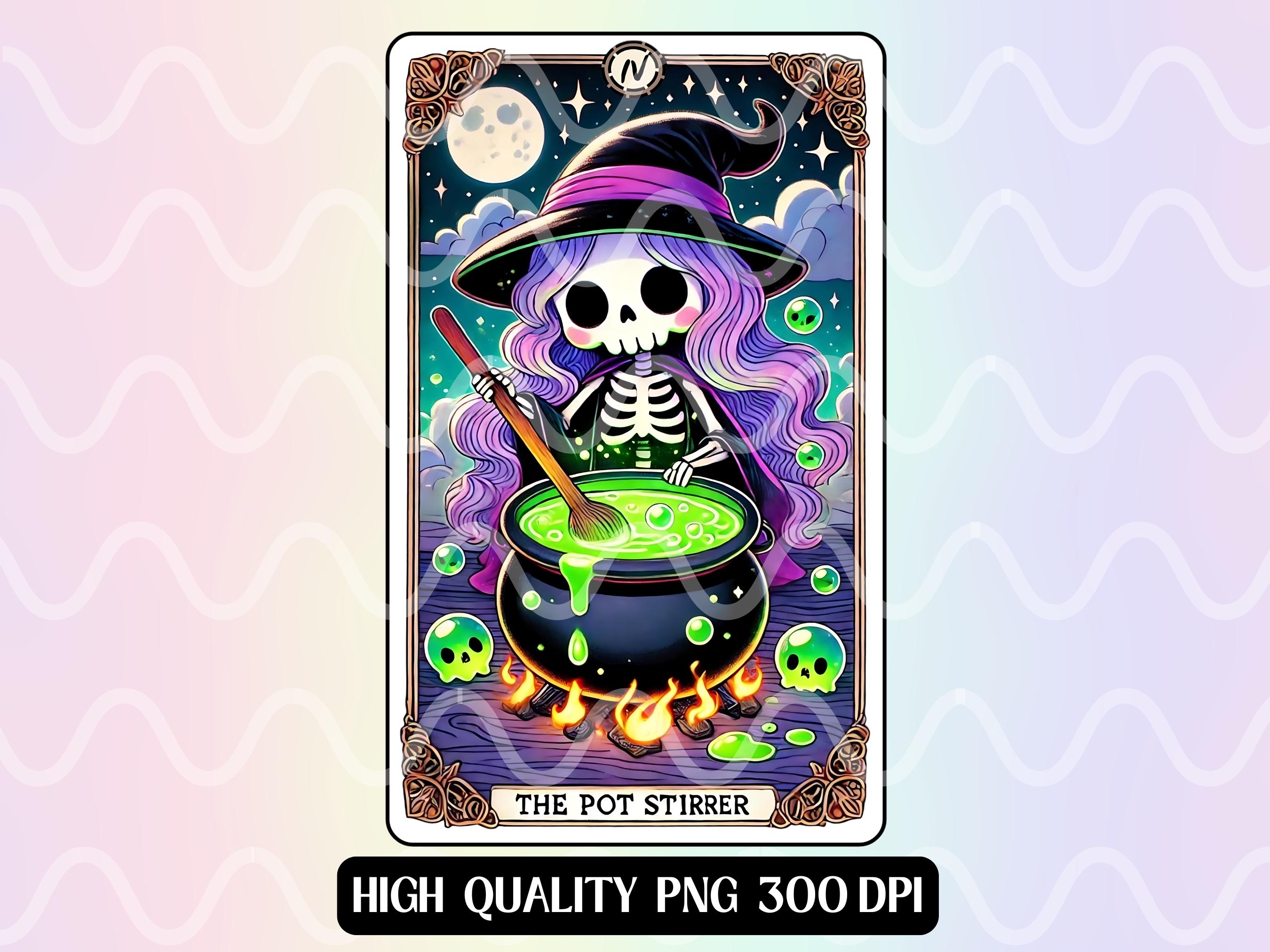 The Pot Stirrer Tarot Card Sublimation PNG Witchy Tarot Design for T ...