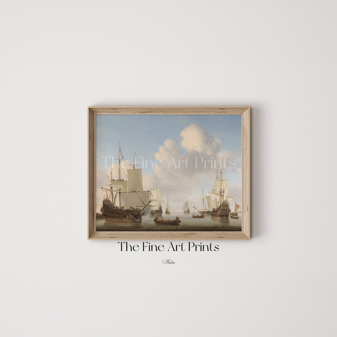Vintage Maritime Fleet Art Print: 1600s Nautical Scene (digital ...