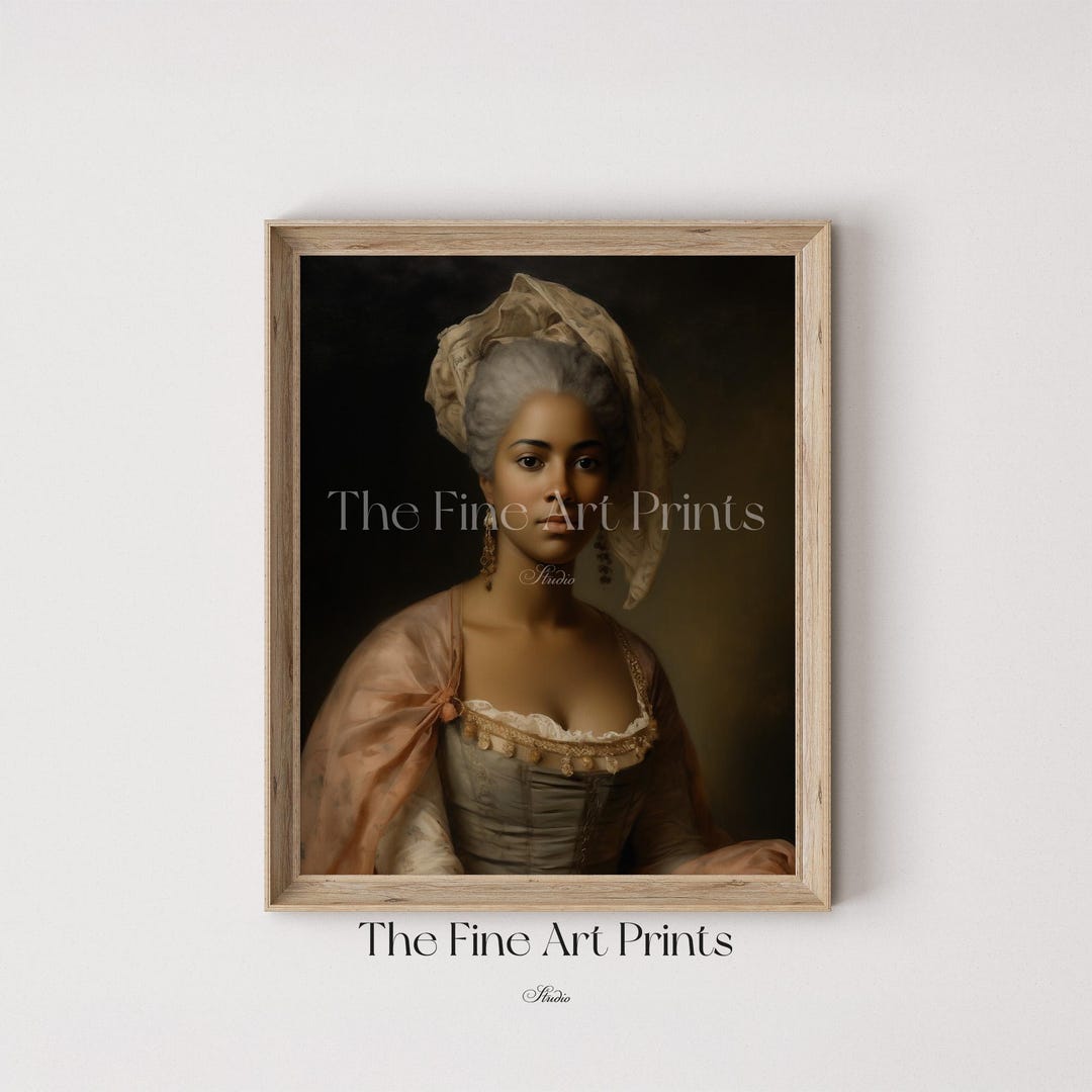 Afrocentric Rococo Portrait Print: Black Woman Digital Art | Instant ...