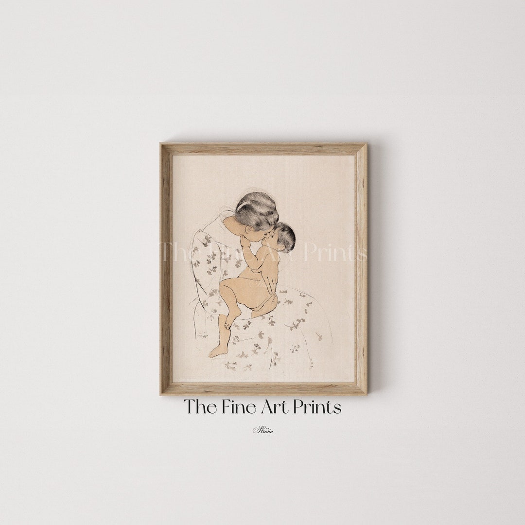 Mother and Child Printable Illustration | Vintage Neutral Nursery Wall ...
