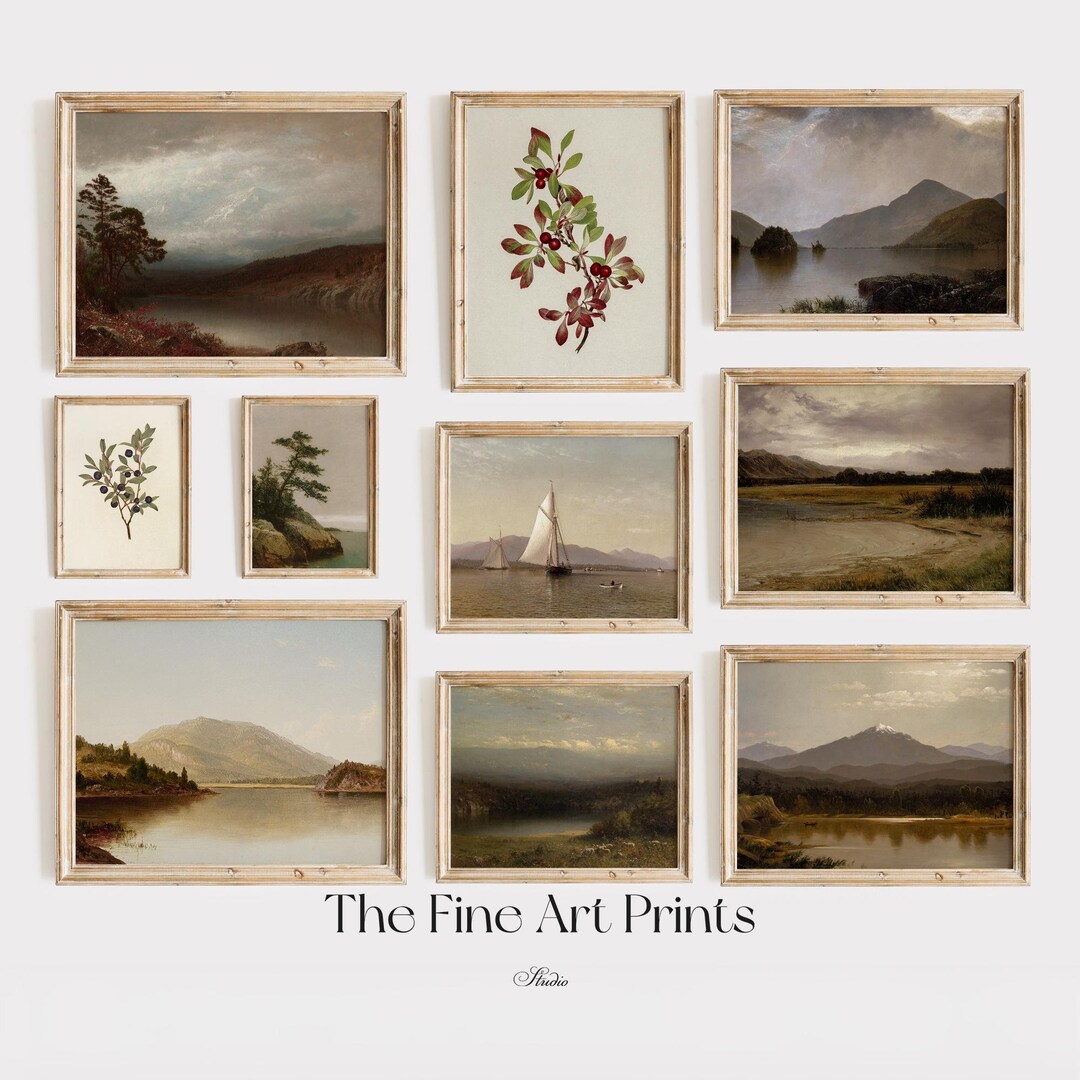Printable Lake Scenes Gallery Wall Art Set | Digital Vintage Landscapes ...