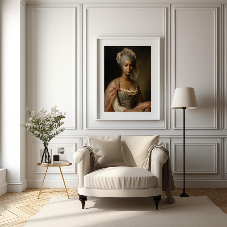 Afrocentric Rococo Portrait Print: Black Woman Digital Art | Instant ...