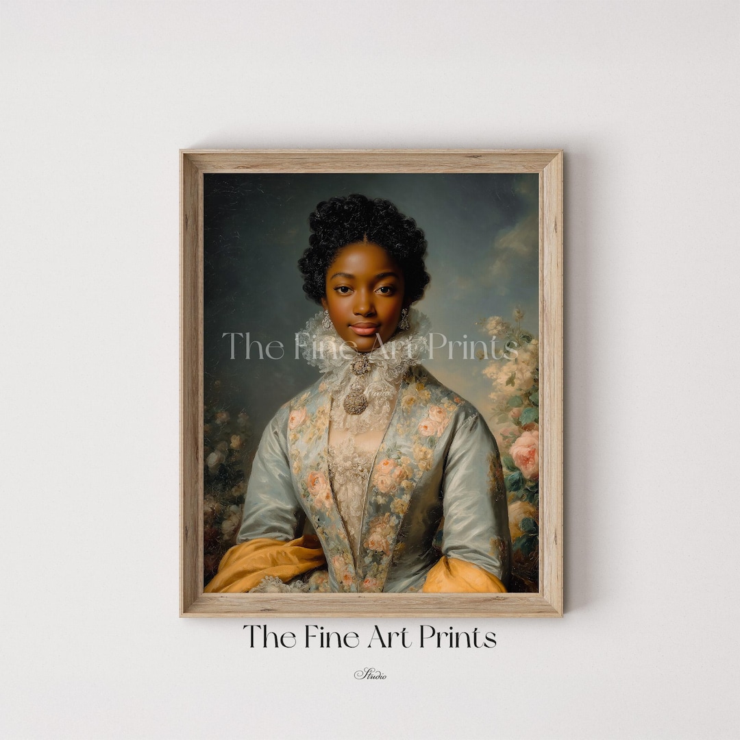 Black Woman Rococo Portrait: Vintage Digital Art Print (instant ...