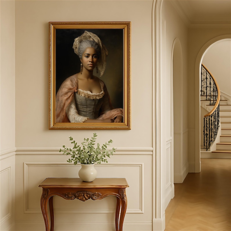 Afrocentric Rococo Portrait Print: Black Woman Digital Art | Instant ...