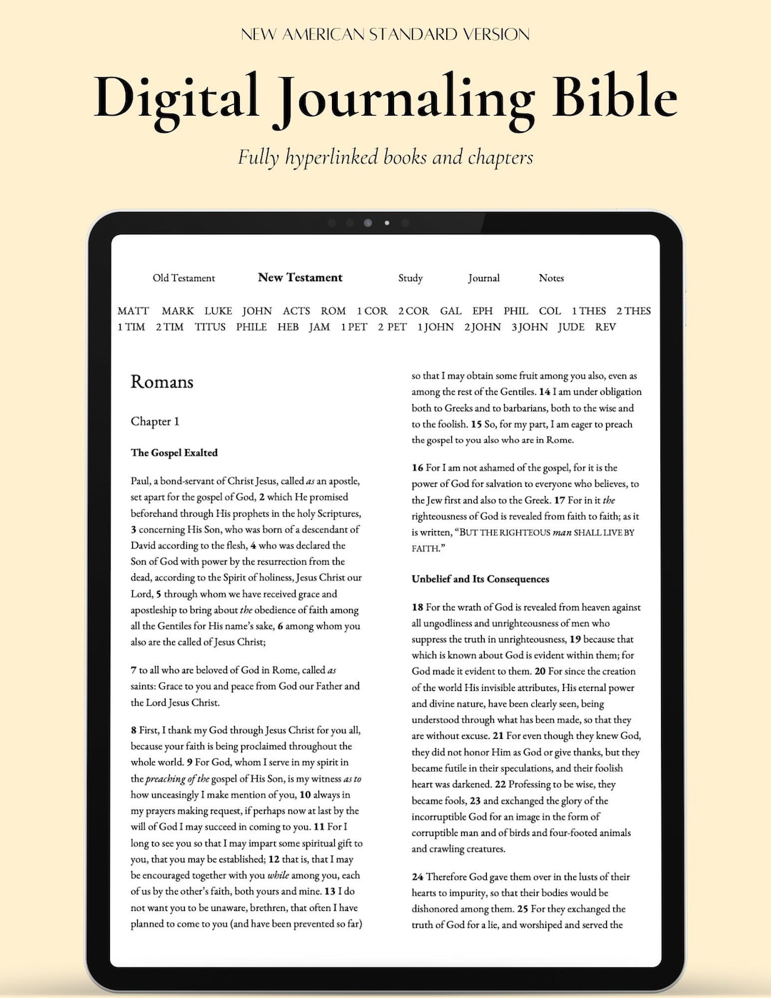 Digital Journaling Bible – NASB – Portrait – Hyperlinked Books ...