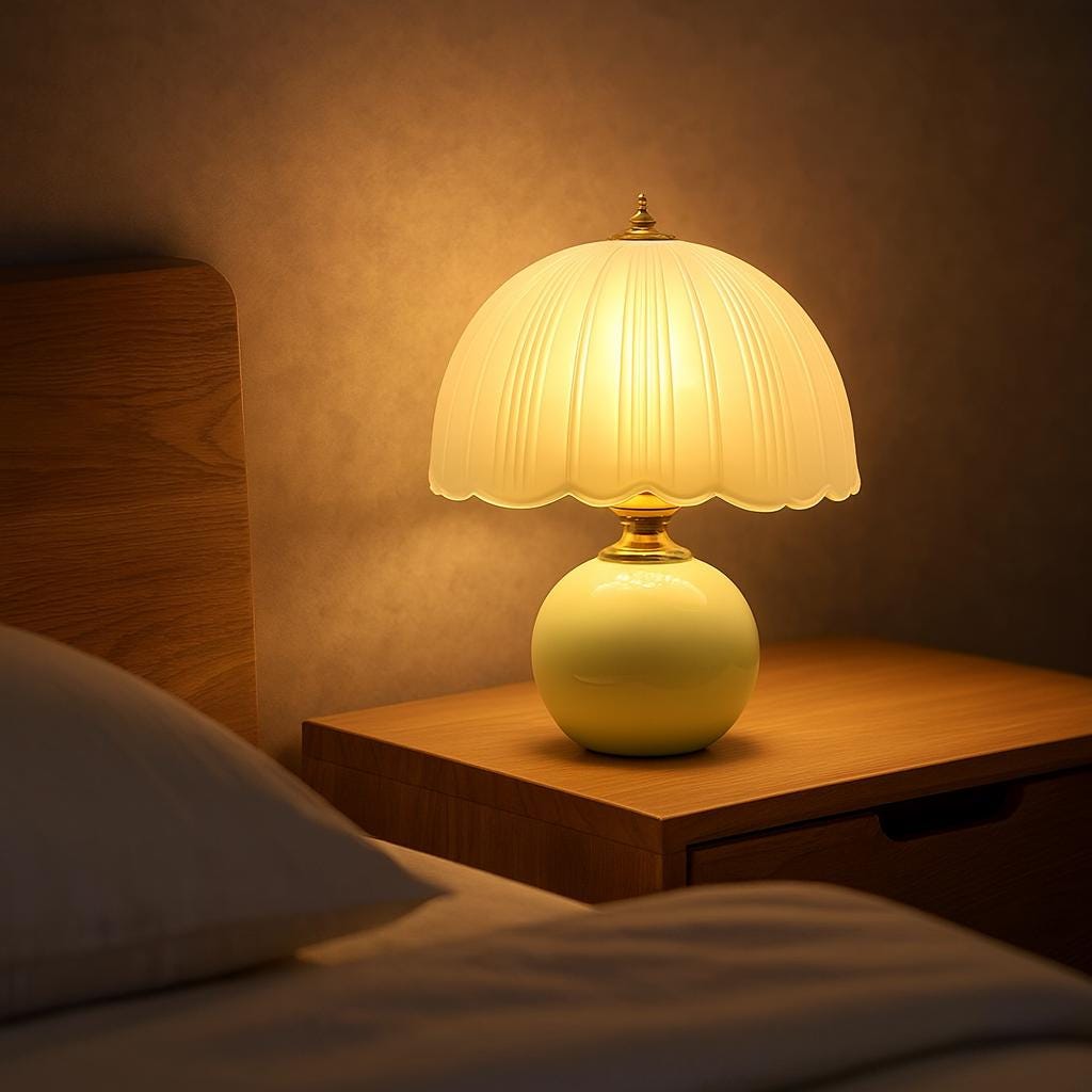 Mid Century Glass Mushroom Lamp, Retro Bedside Table Lamp, 3 Color ...
