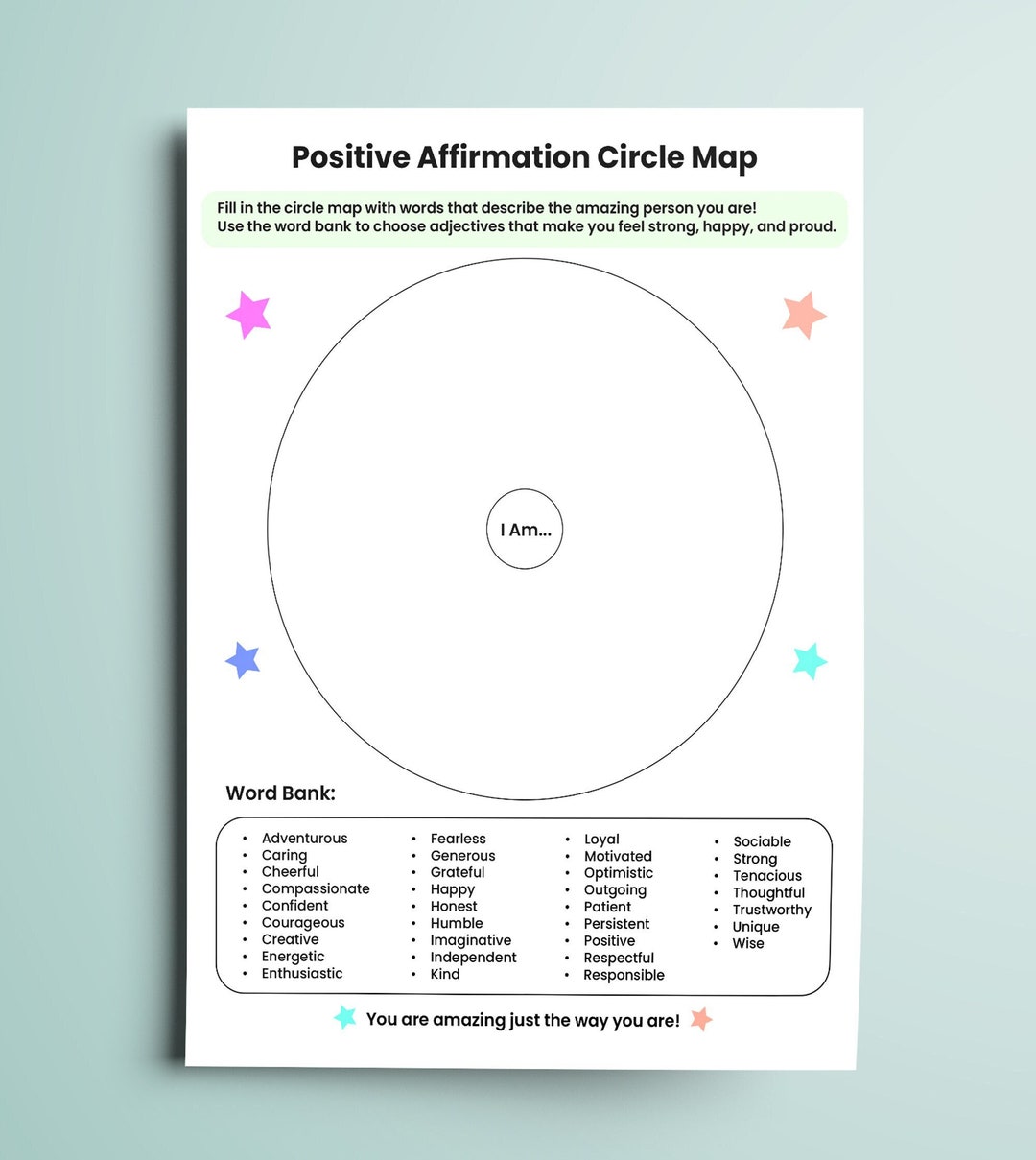 Positive Affirmation Adventure Kit for Kids Printable Activity Sheets ...