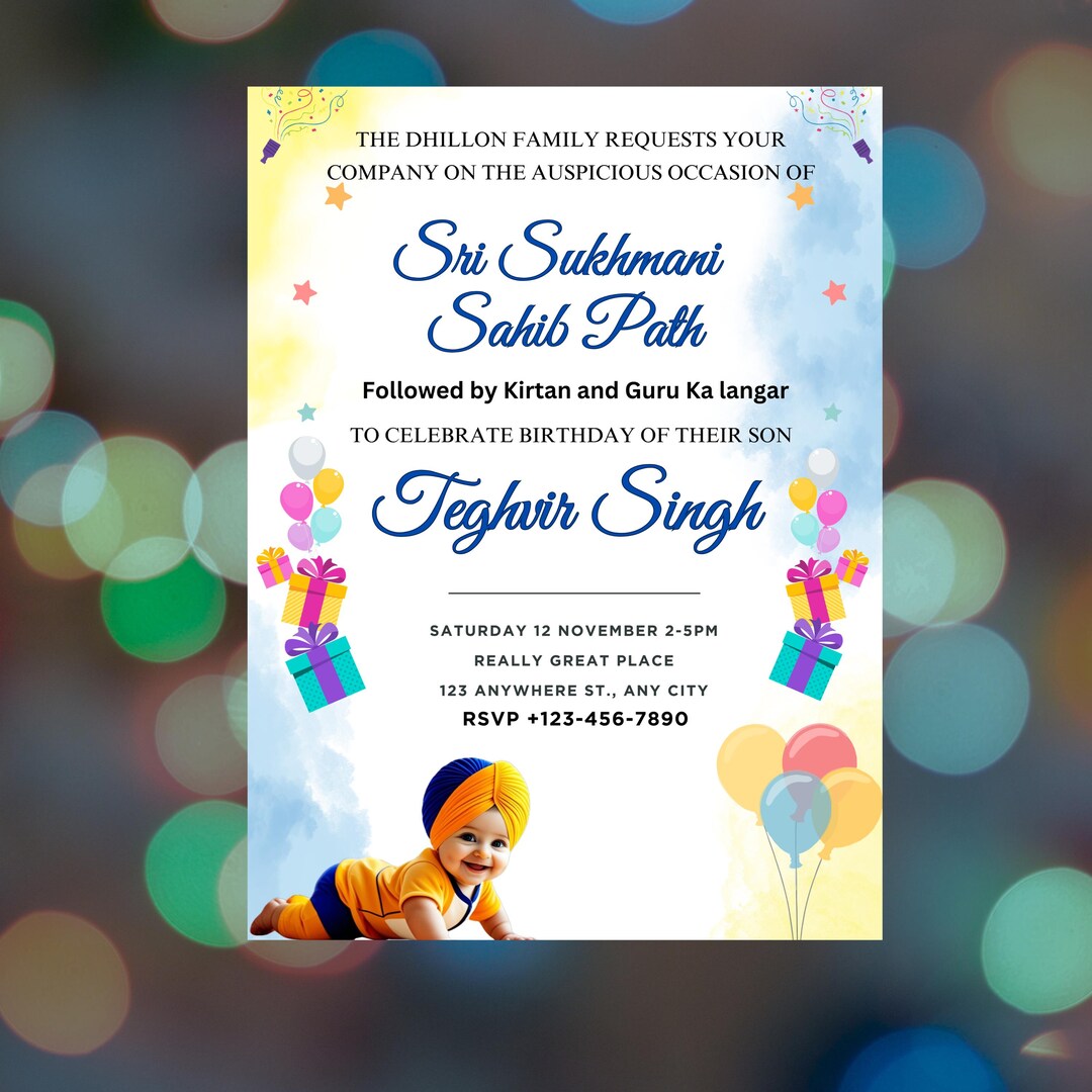 Editable Sukhmani Sahib Path Invitation, Sehaj Sahib Path Digital ...