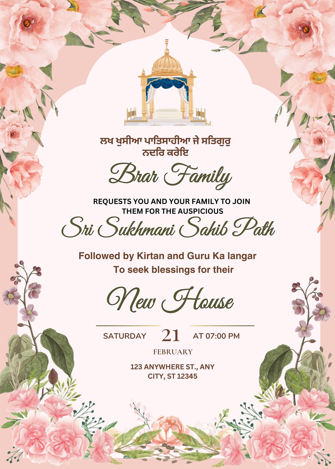 Editable Path Invitation, Sukhmani Sahib Path Digital Invitation ...