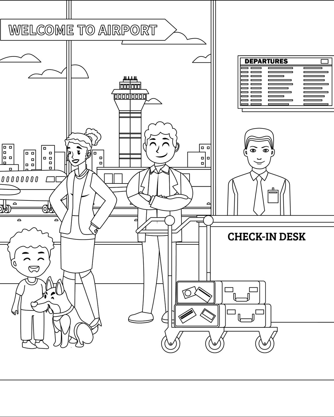 3 Airport Coloring Pages for Kids - Etsy