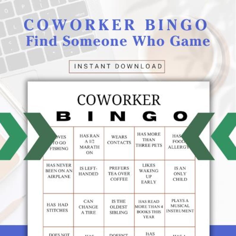 Coworker Bingo, Work Bingo, Office Bingo Printable, Bingo Game for ...