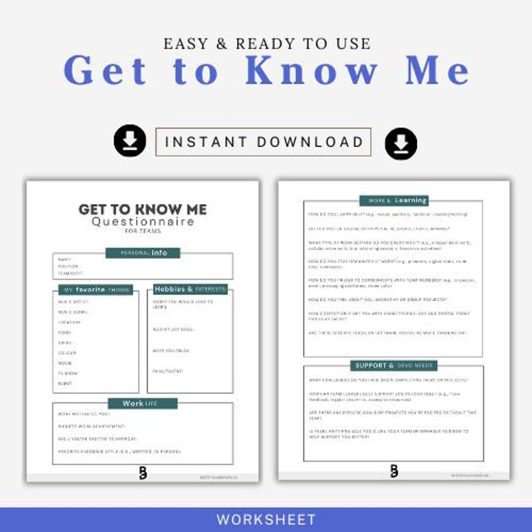 Team Questions, Get to Know You Printable Download, Employee Favorites ...