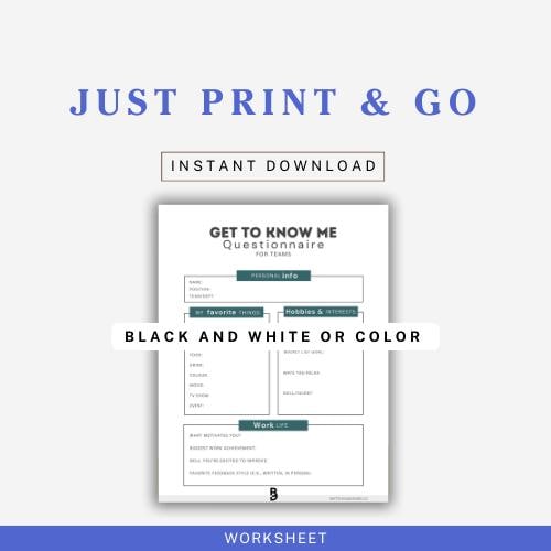 Team Questions, Get to Know You Printable Download, Employee Favorites ...