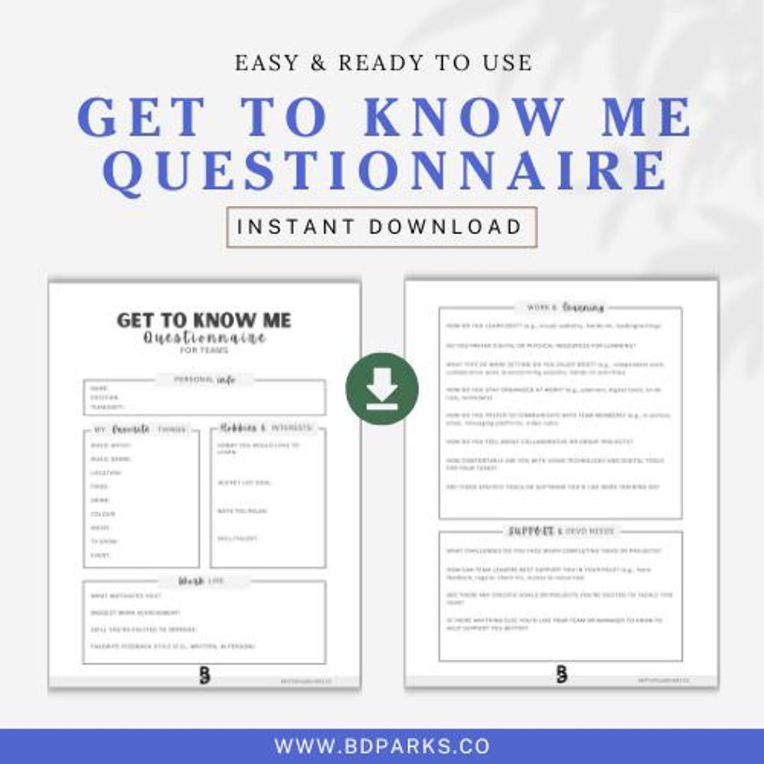Team Questions Get to Know You Printable Download, Employee Favorites ...