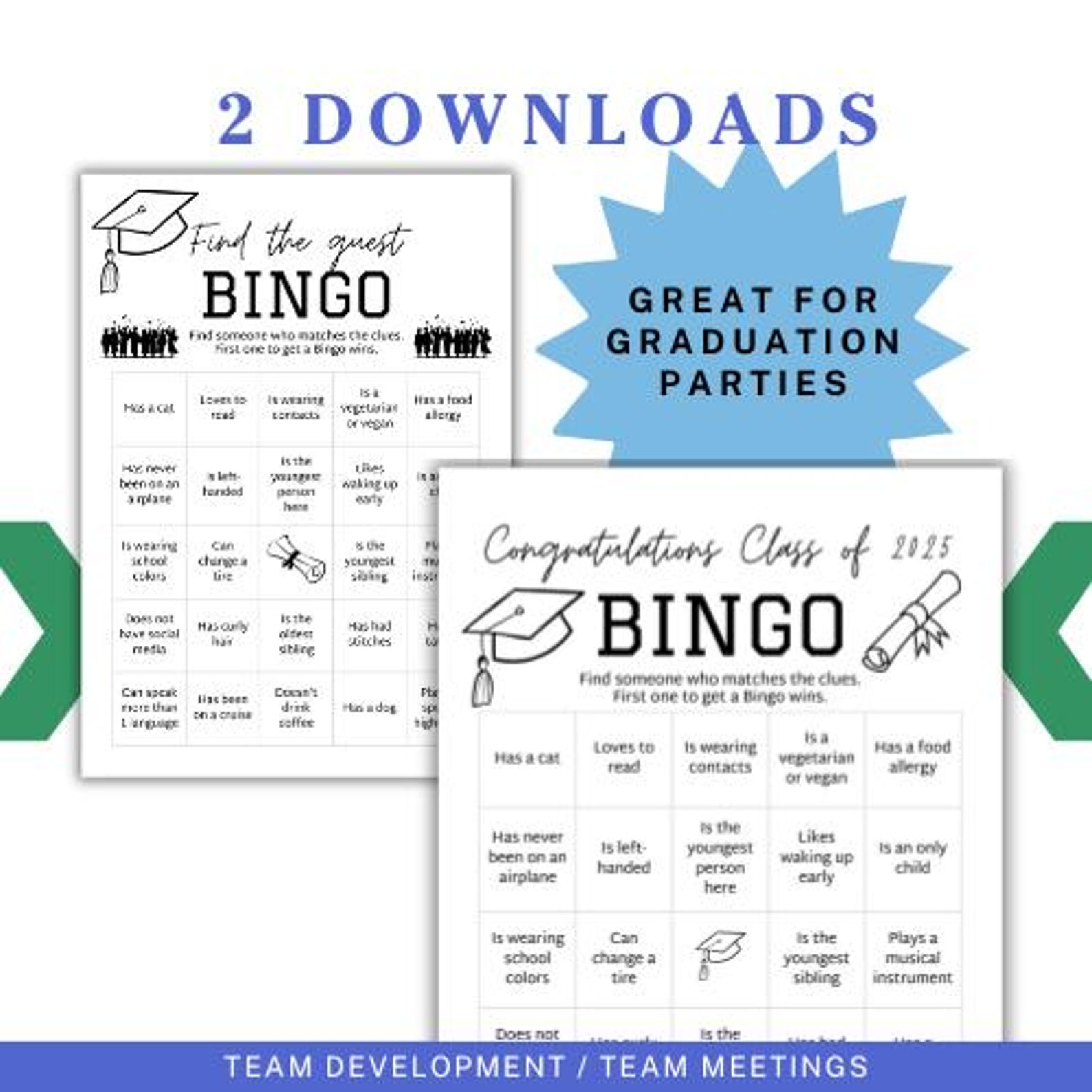 Graduation Party Game BINGO Card Get to Know Me Games Printable Modern ...