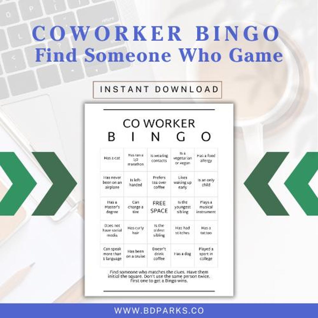 Coworker Bingo Find Someone Who Bingo Game Team Building Activity Work ...