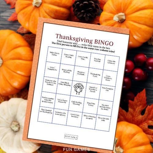 Team Building Get to Know Me Printable Thanksgiving Bingo Game Template ...