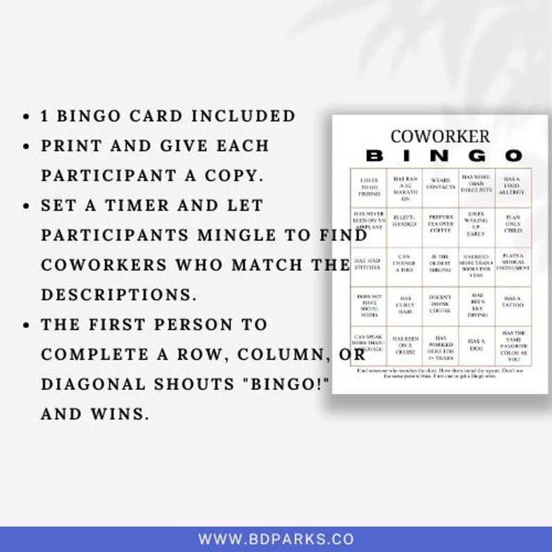 Coworker Bingo, Work Bingo, Office Bingo Printable, Bingo Game for ...