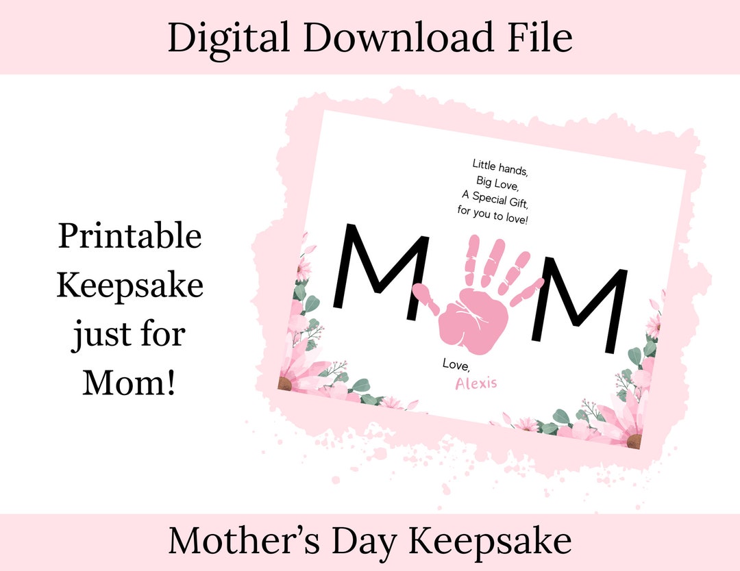Mother's Day Handprint Art - Mother's Day Poem Printable Gift - Etsy