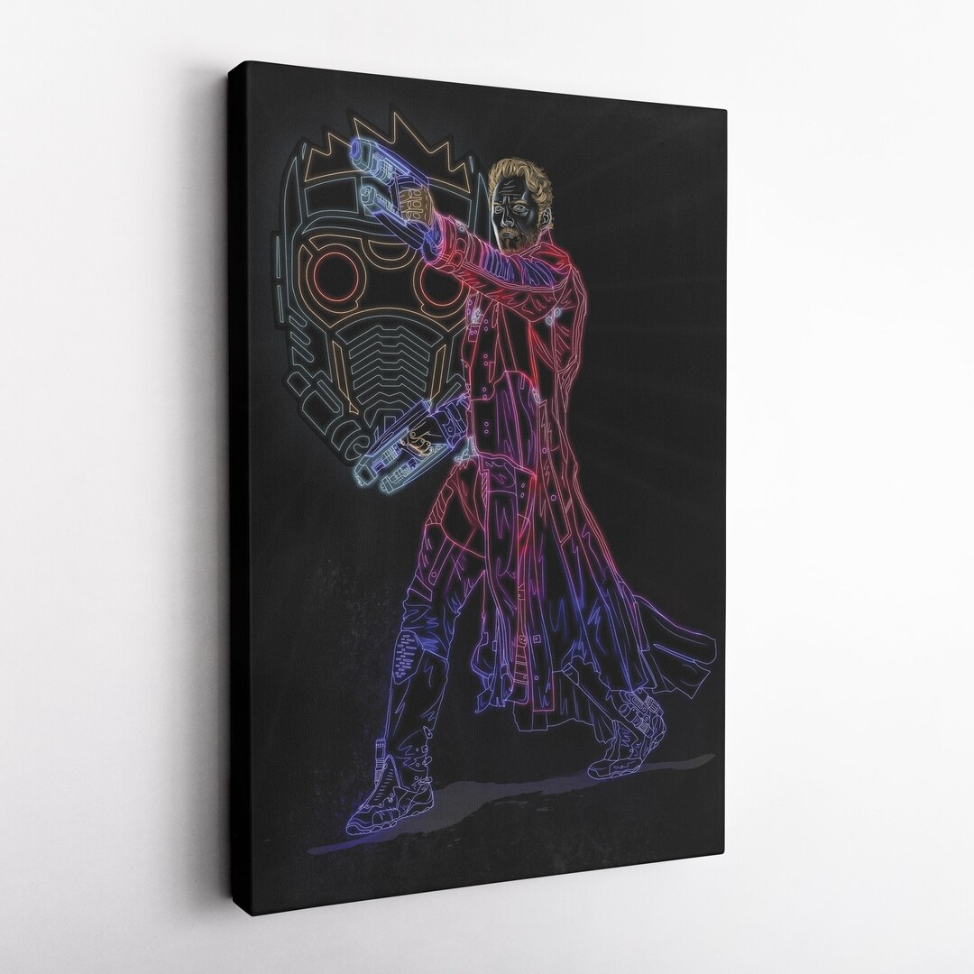 Star-lord Poster Neon Marvel Comics Canvas Wall Art Print Kids Room ...