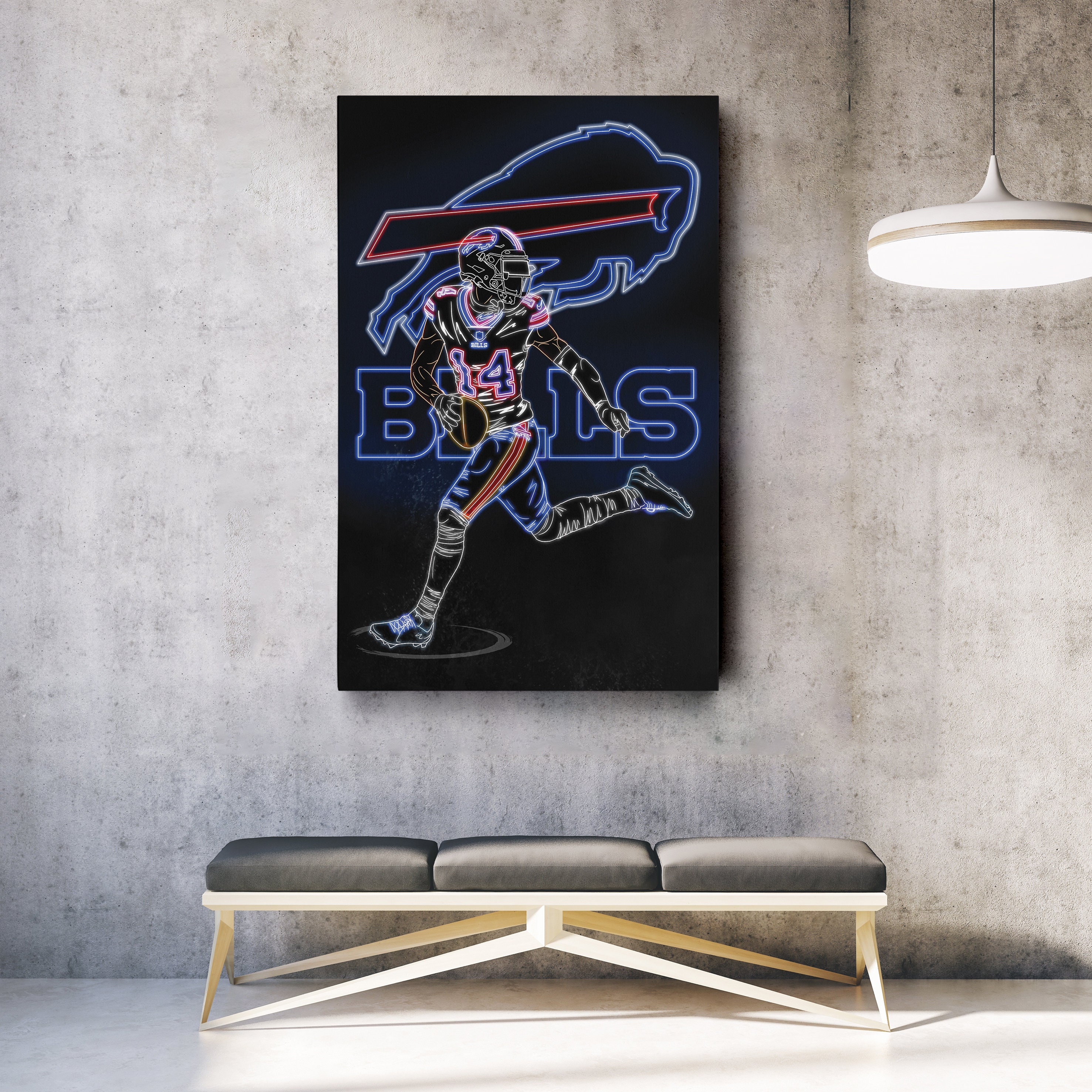 Stefon Diggs Poster Neon Effect Buffalo Bills NFL Canvas Wall Art Print ...
