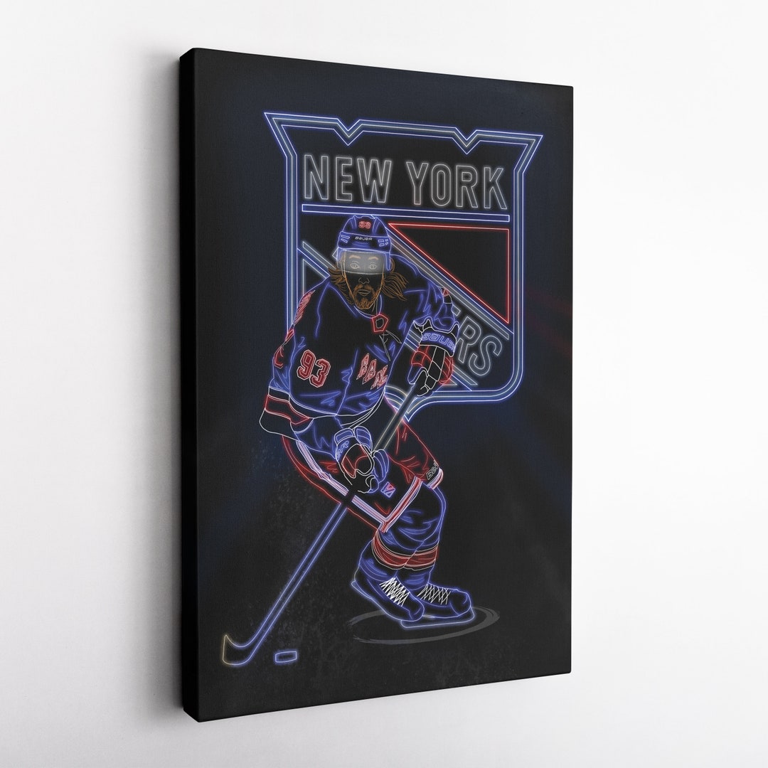 Mika Zibanejad Poster Neon Effect New York Rangers NHL Canvas Wall Art ...