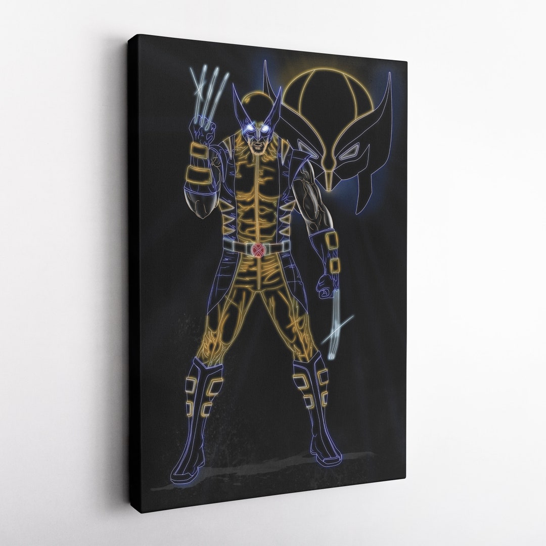 Wolverine Poster Neon Marvel Comics Canvas Wall Art Print Kids Room ...