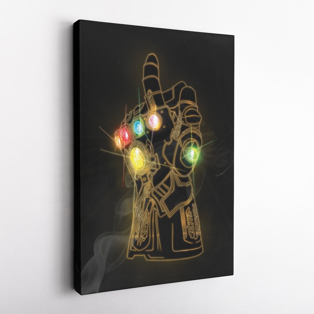 The Infinity Gauntlet Poster Neon Marvel Comics Canvas Wall Art Print ...