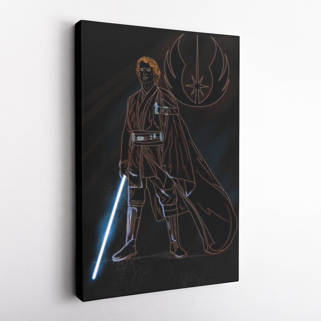 Anakin Skywalker Poster Neon Star Wars Canvas Wall Art Print Kids Room ...